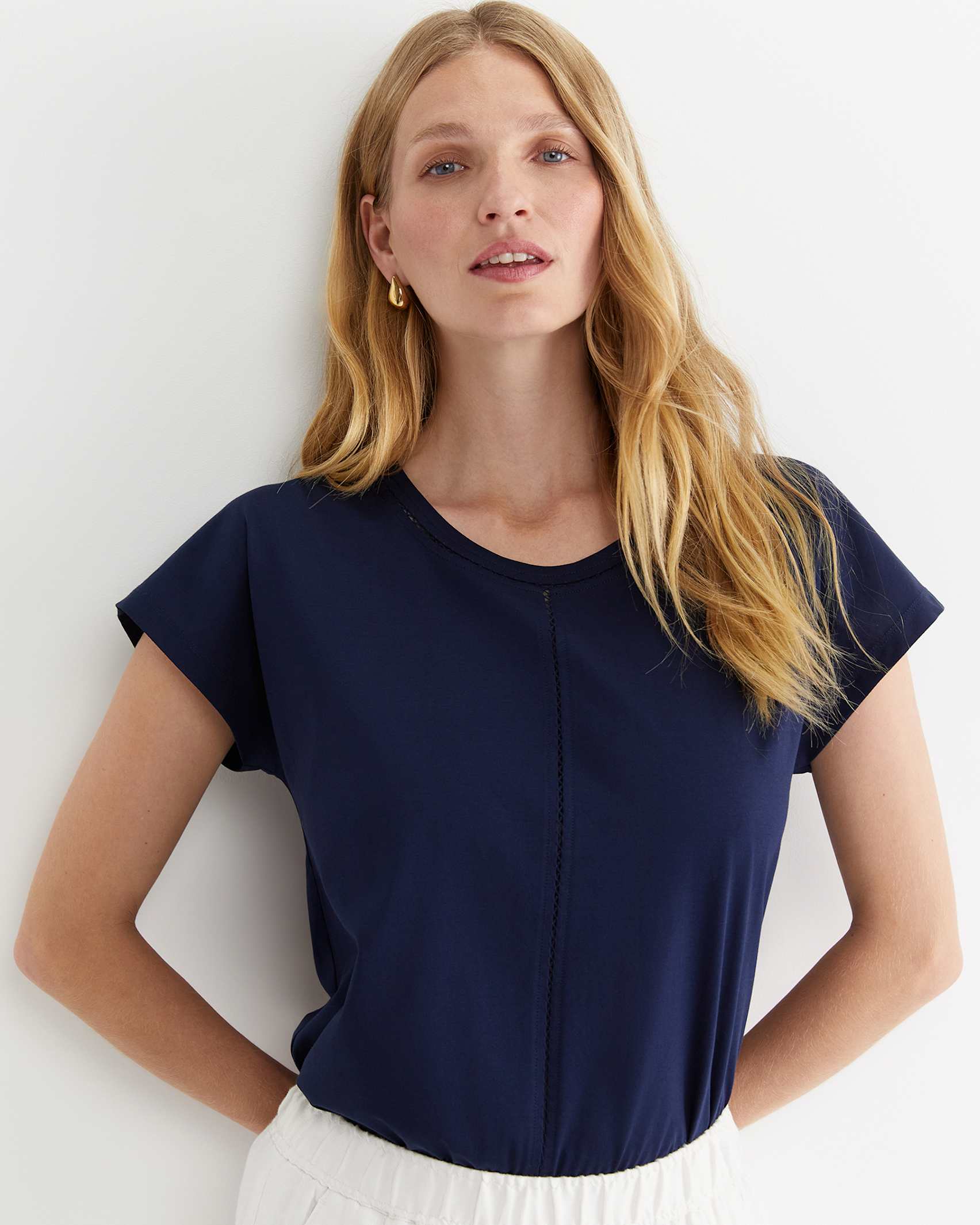 Miranda Stitch Tee in Navy | Sportscraft