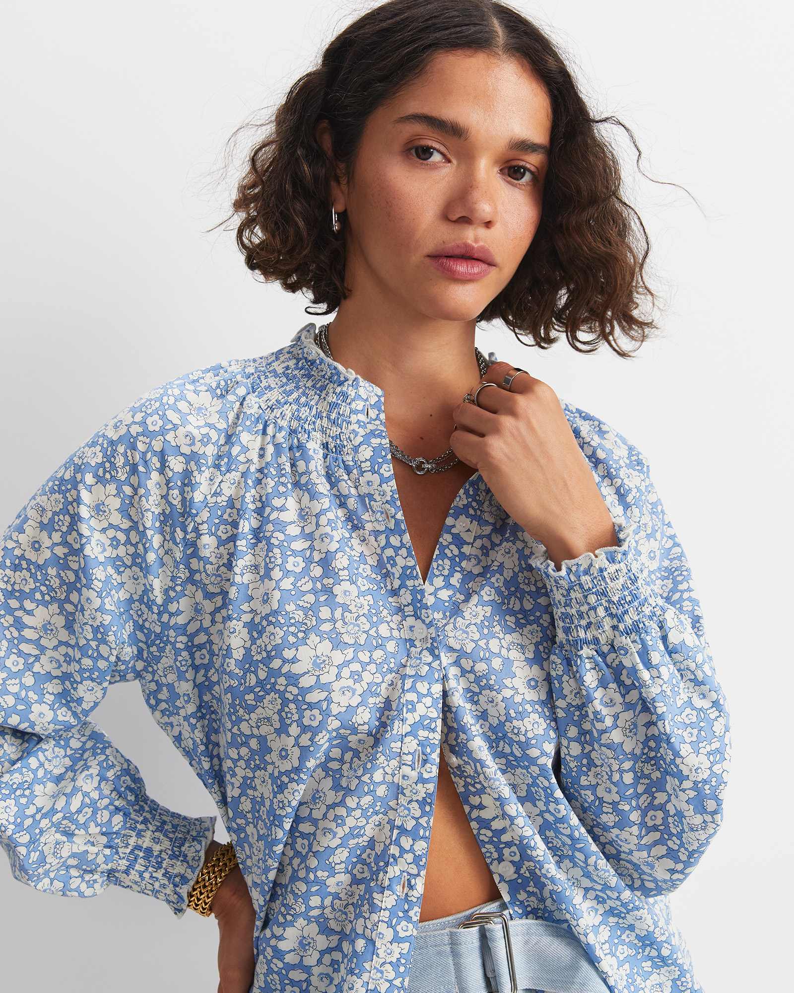 Betsy Boo Liberty Blouse in Bluewhite | Sportscraft